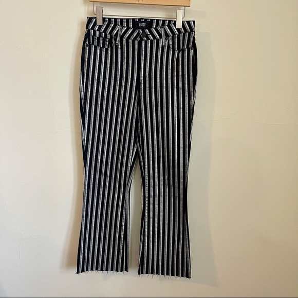 PAIGE | Jeans | Nwt Paige Black And Silver Striped Collette High Rise ...